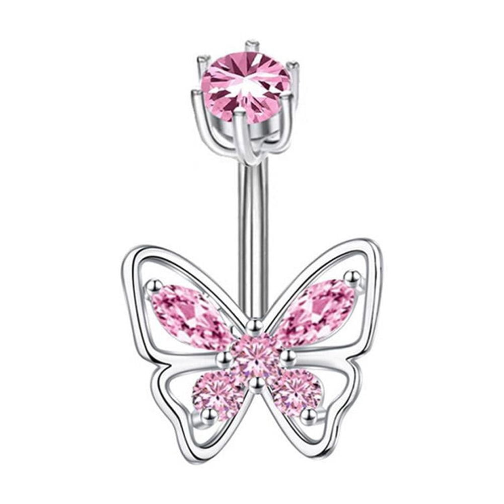 VivaFlex DAGESVGI Belly Button Butterfly Belly Rings Stainl Stl CZ ...