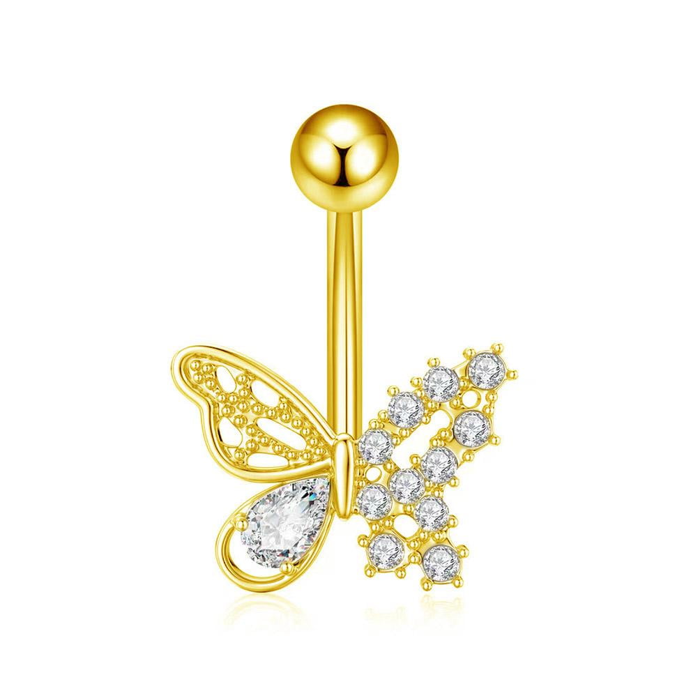 VivaFlex DAGESVGI Belly Button Butterfly Belly Rings Stainl Stl CZ ...