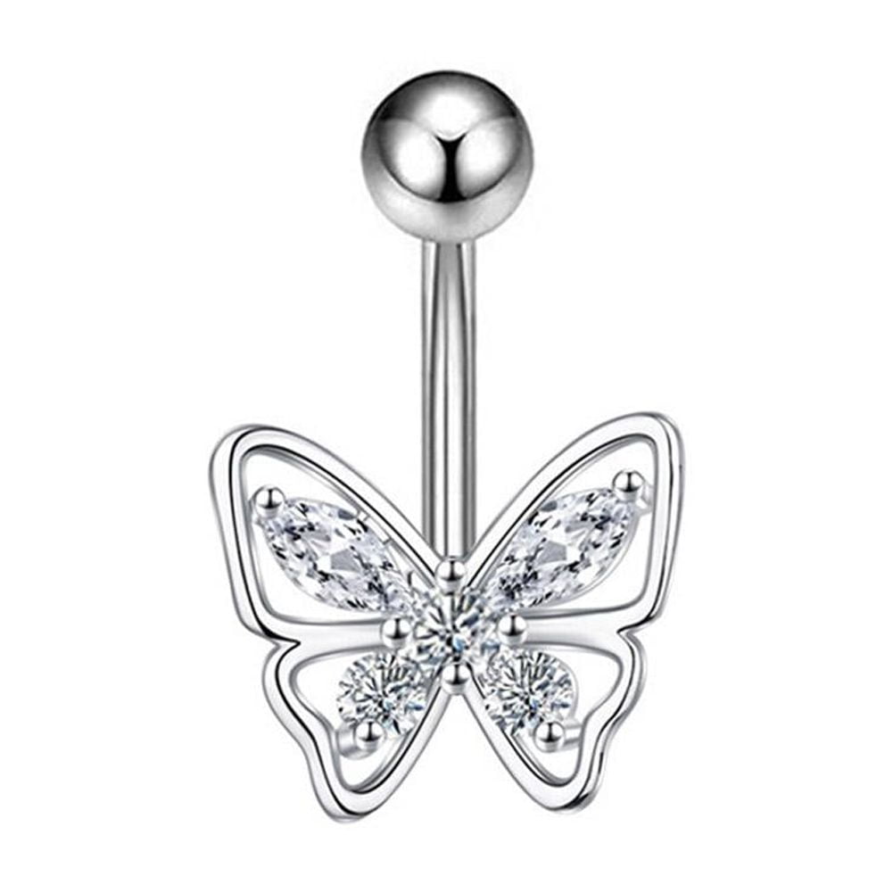 VivaFlex DAGESVGI Belly Button Butterfly Belly Rings Stainl Stl CZ ...