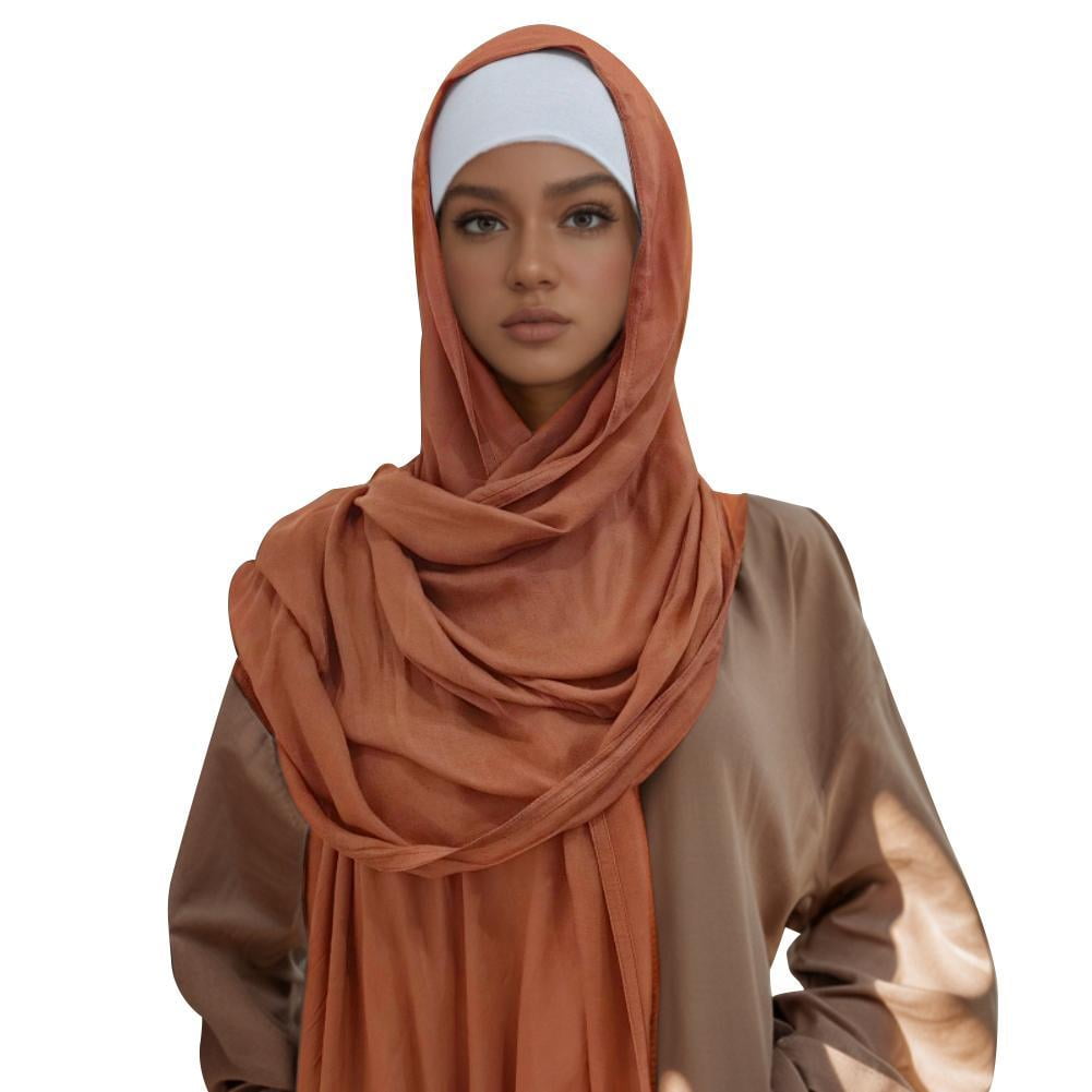 VivaFlex Solid Wide Soft Brimmed Double Stitch Rayon Thin Shawl Tudung ...