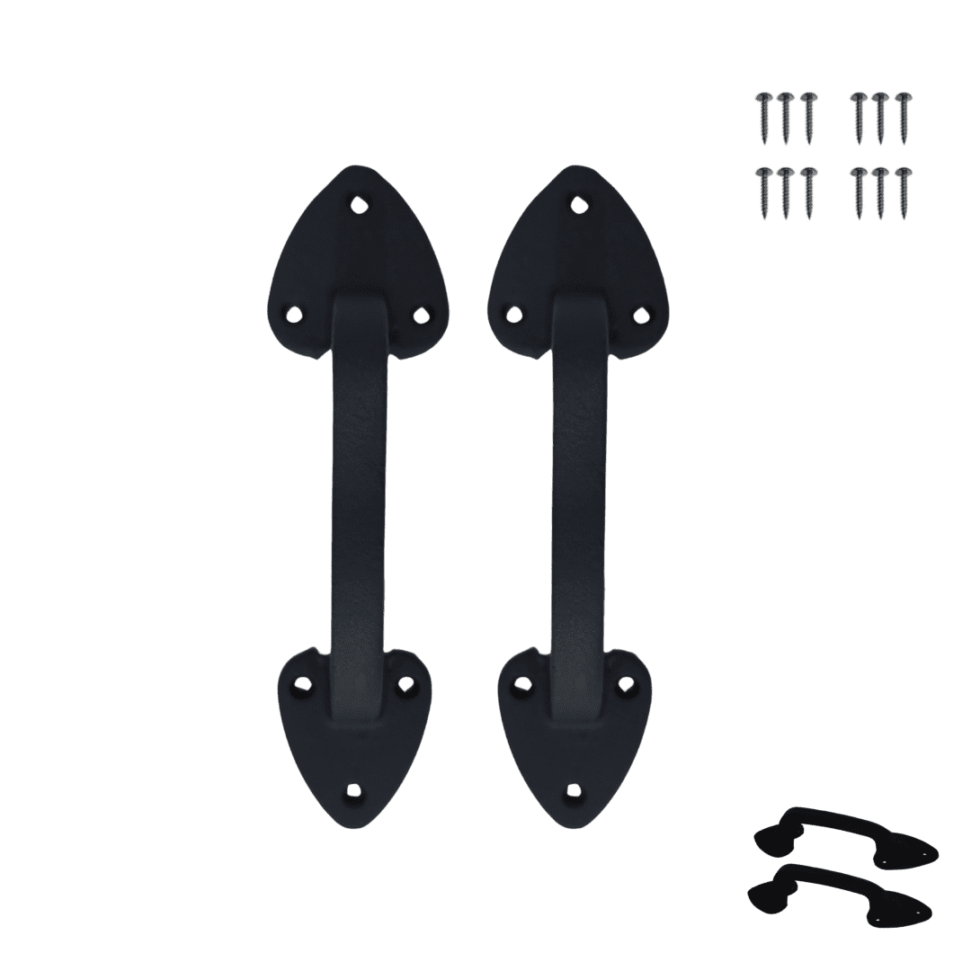 VivaLight 2-Pack 8 Inch Hammered Arrowhead Handle, Black Steel Door Pull with Screws, Decorative ...