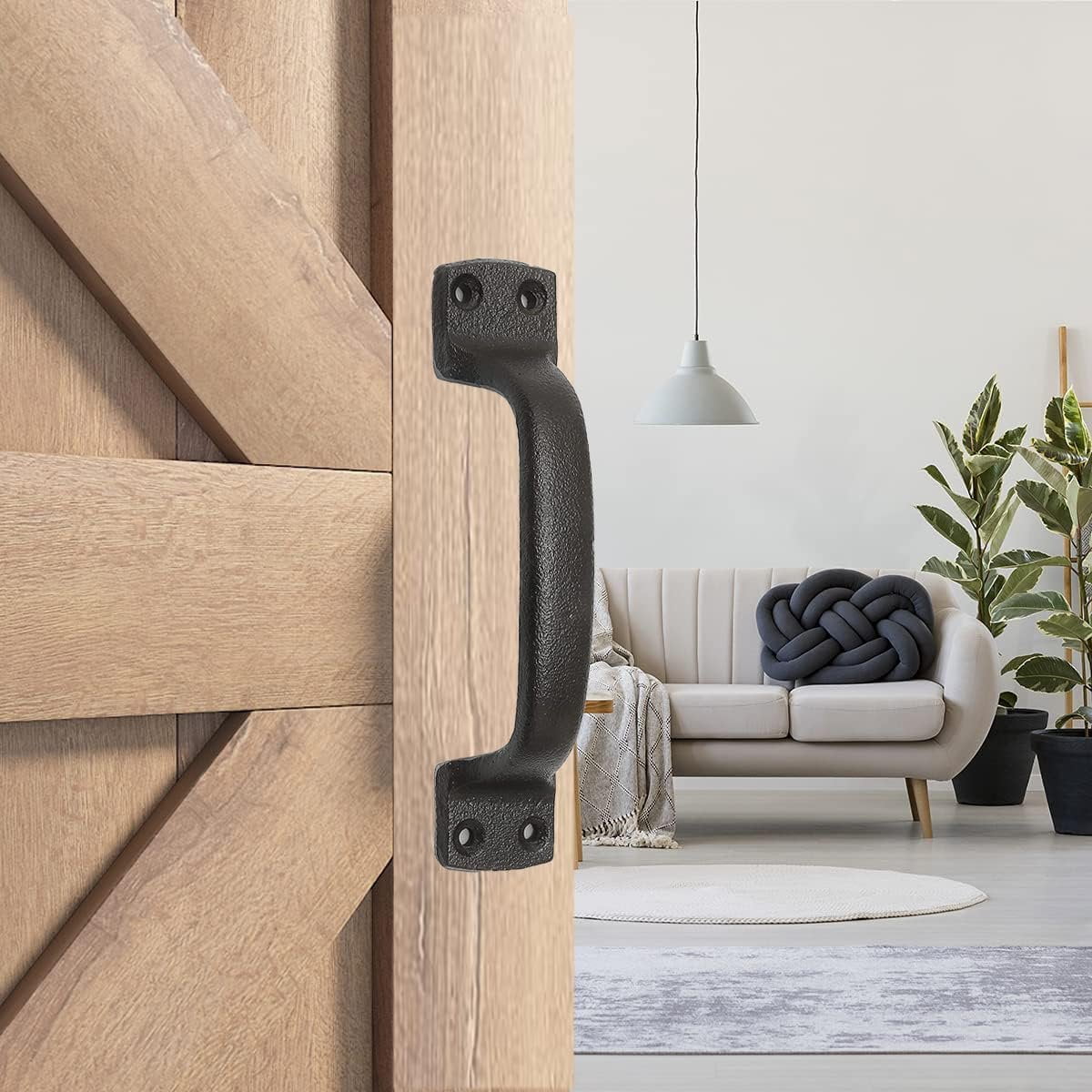 VivaLight 7 Inch Rustic Barn Door Handle Pull, Black Steel Gate Handle ...