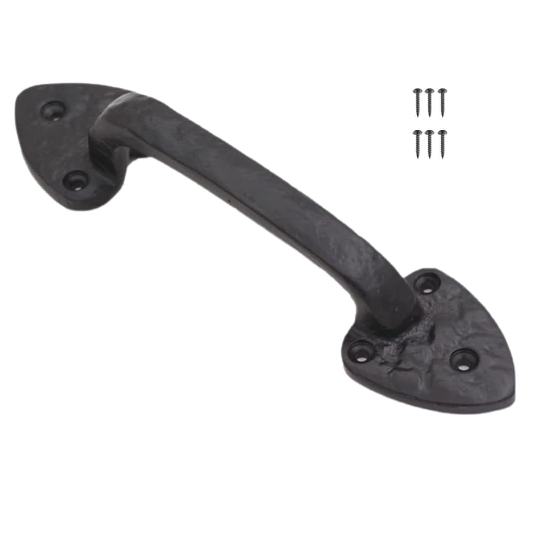 VivaLight 8 Inch Hammered Arrowhead Handle, Black Steel Door Pull with Screws, Decorative ...