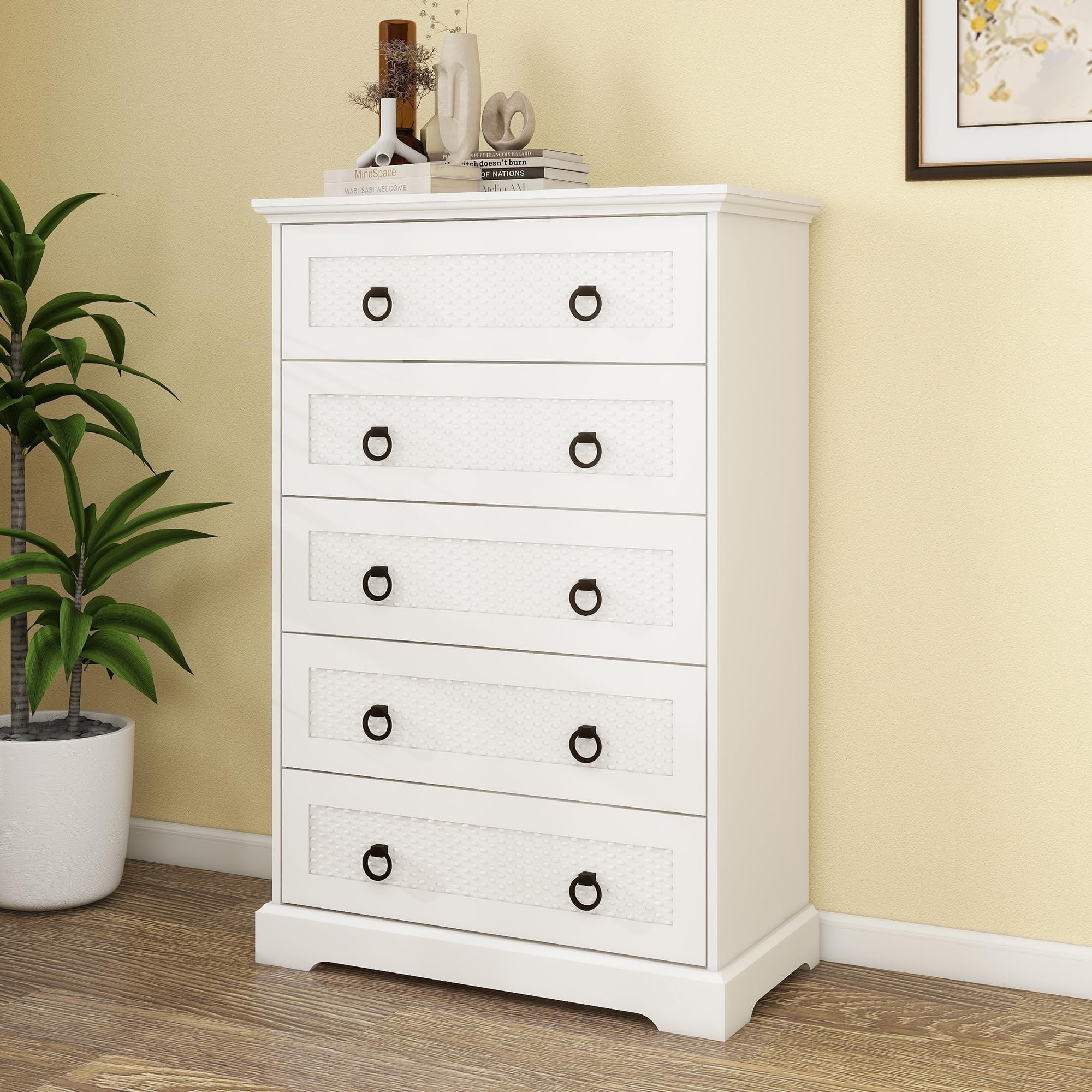 VivaVista Chest of Drawer，Dresser with Deep Drawers，5-Drawer Tall Dresser for Bedroom, Chest of ...