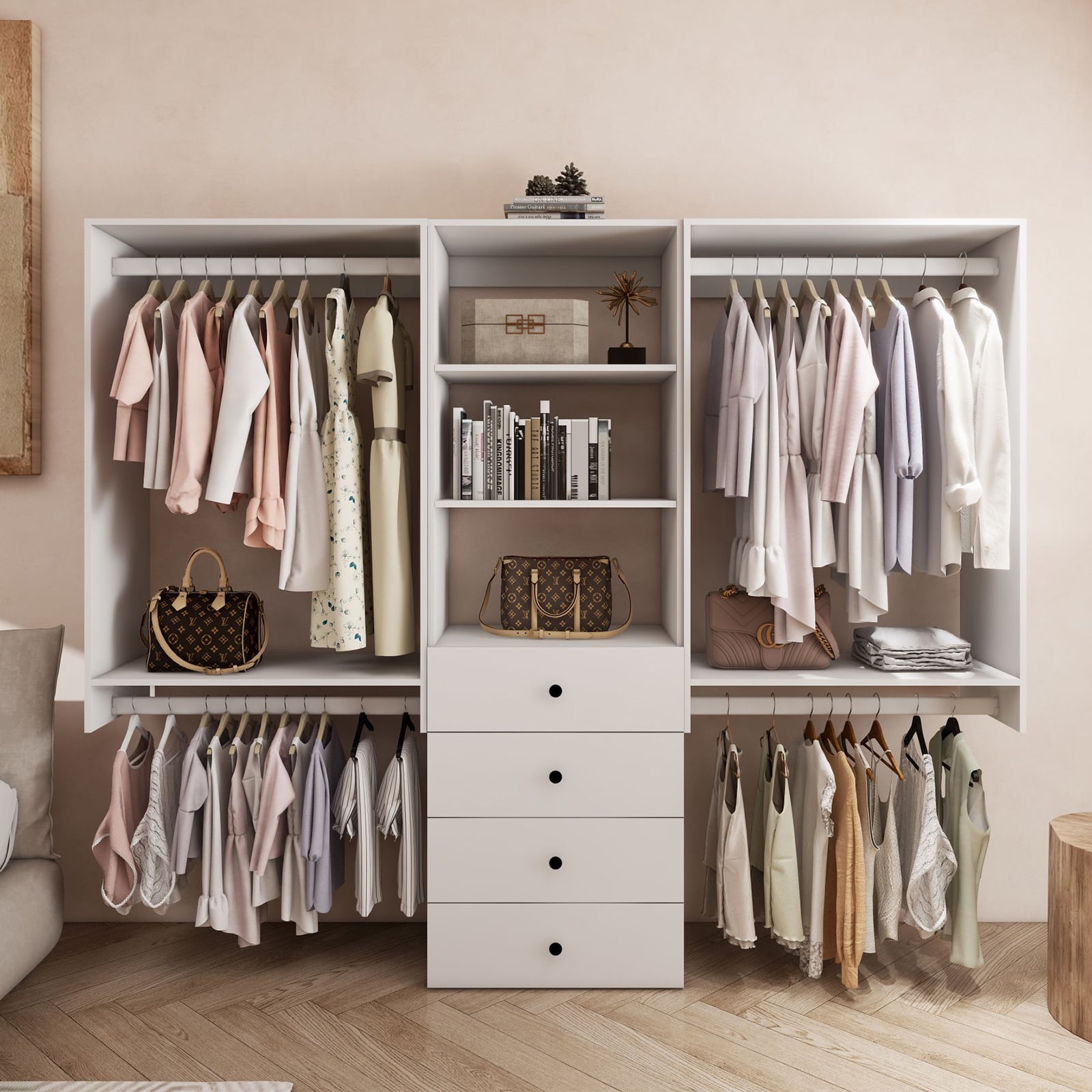 VivaVista Closet Modules: Wardrobe Closet Double Hanging Unit with 2 Levels of Rods. Closet ...