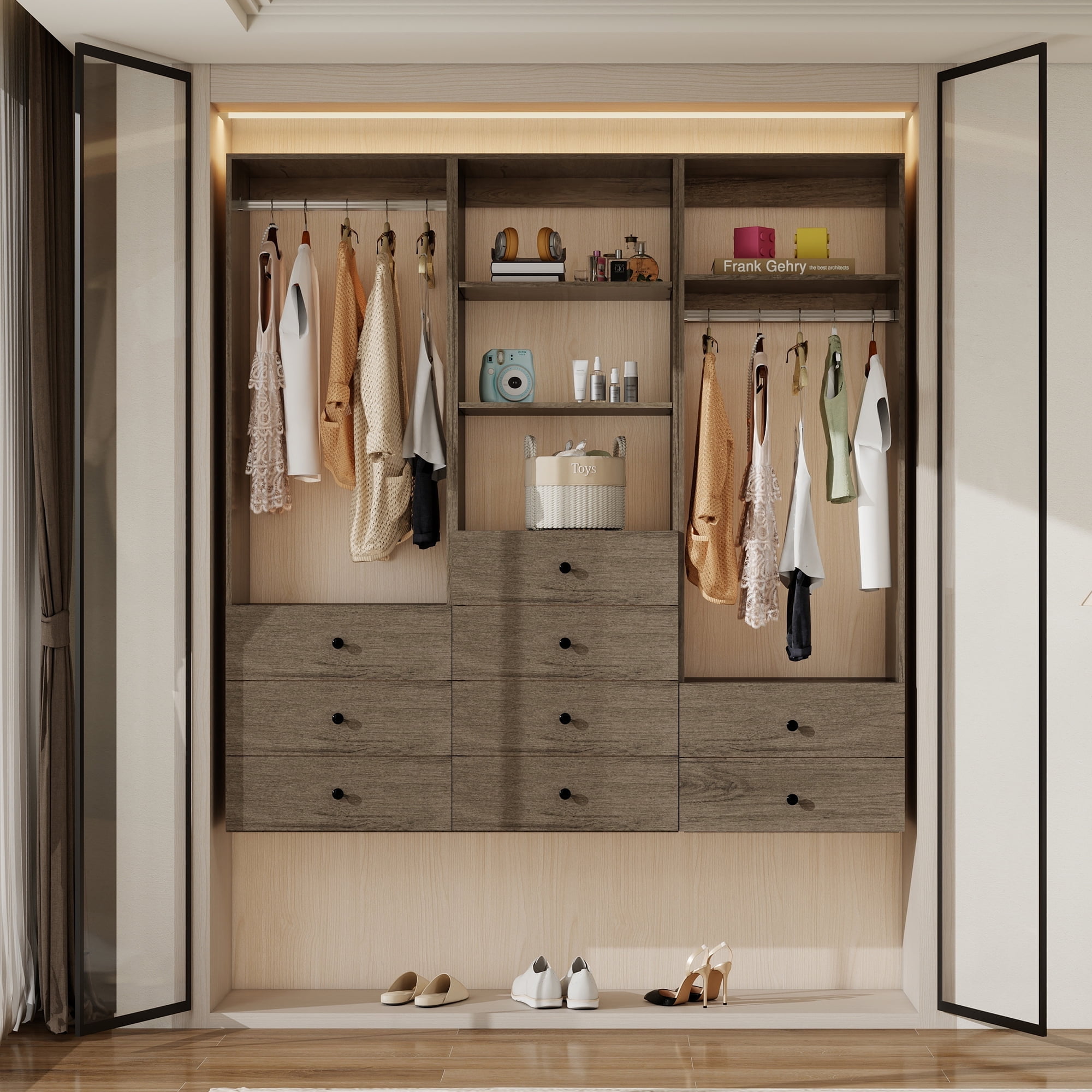 VivaVista Modern Closet System with Drawers and Shelves, Built-In ...