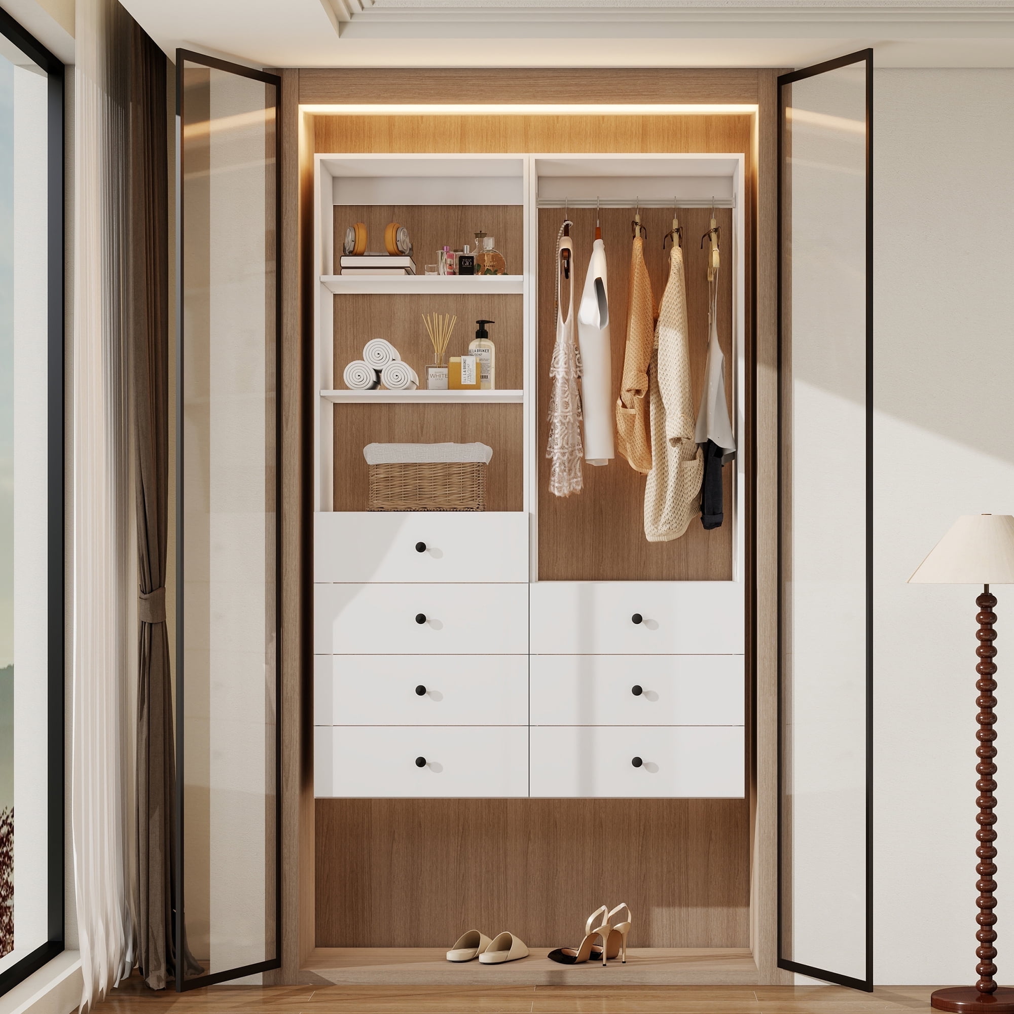 VivaVista Modern Closet System with Drawers and Shelves, Built-in ...