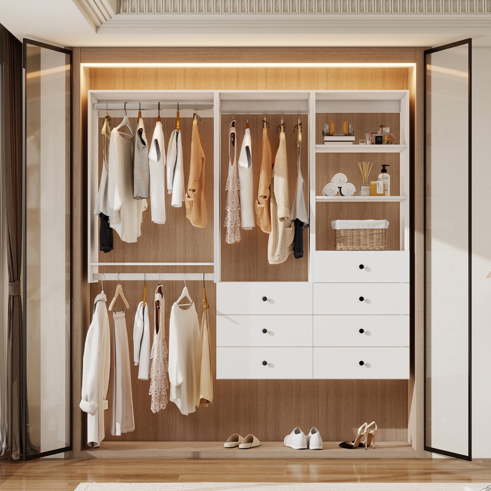 VivaVista Modern Closet System with Drawers and Shelves, Built-in ...