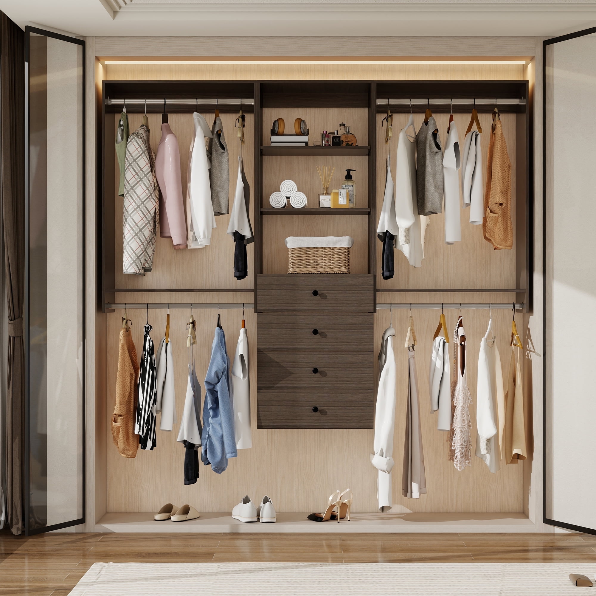 VivaVista Modern Closet System with Drawers and Shelves, Modular Closet ...