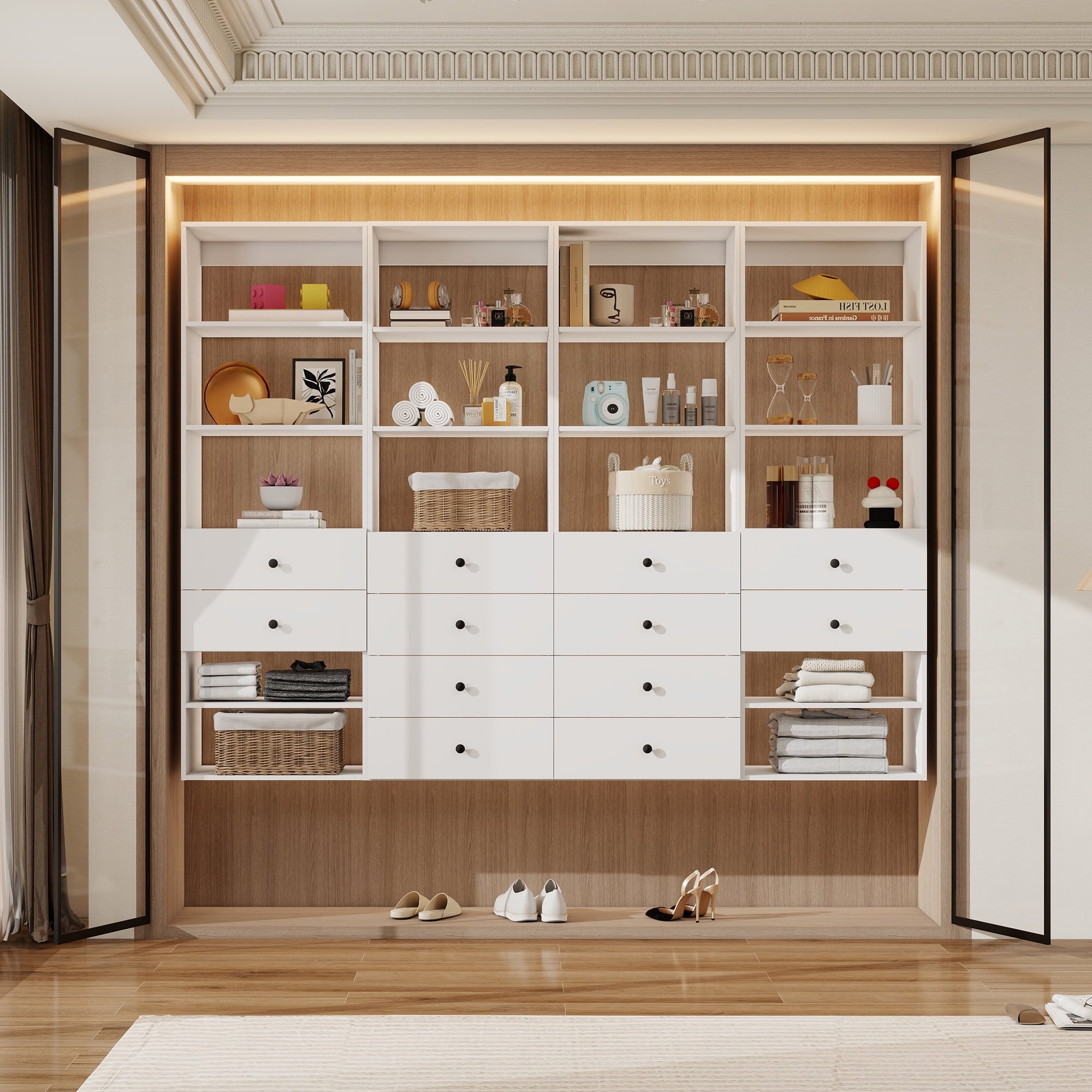 VivaVista Modern Closet System with Drawers and Shelves, Walk in Closet ...