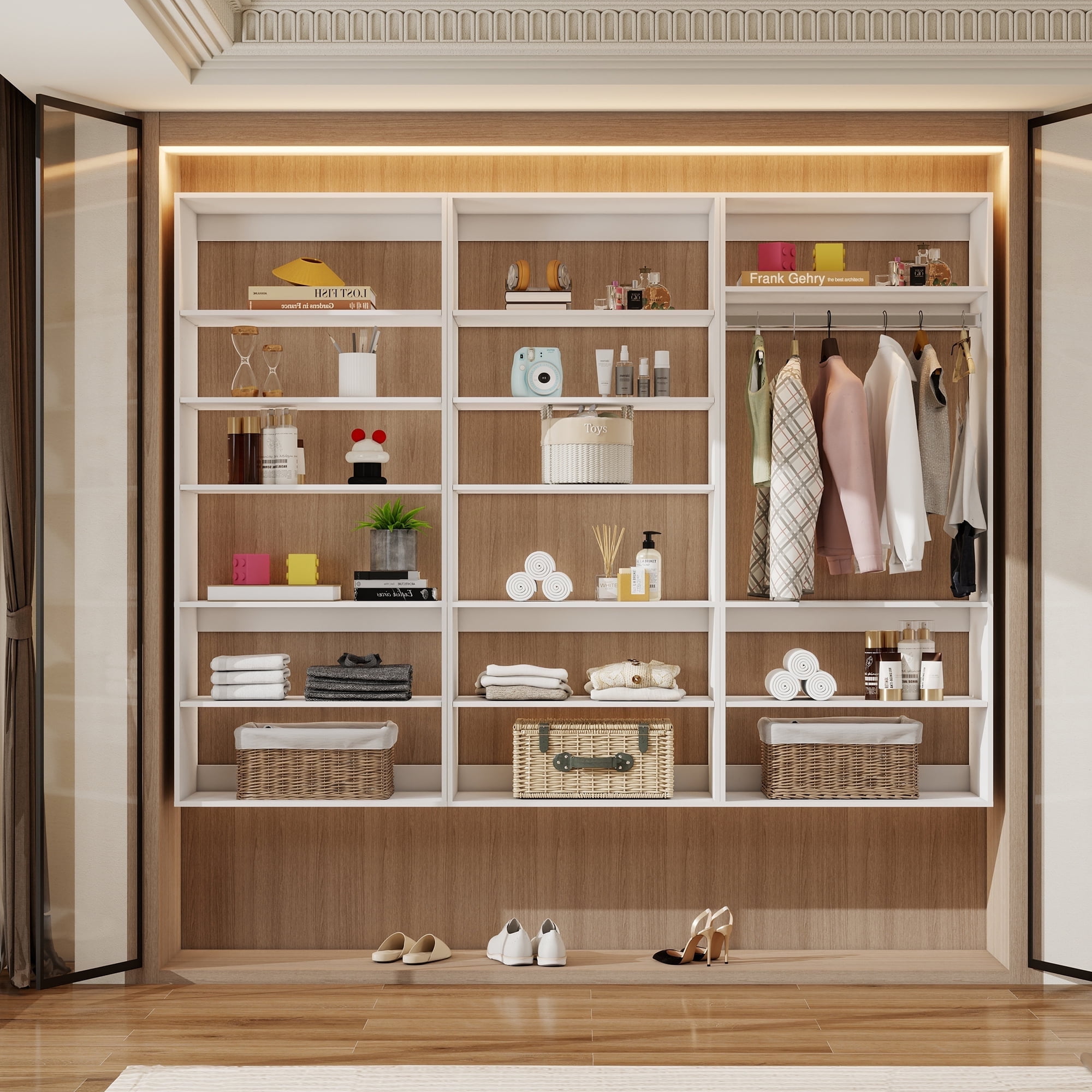 VivaVista Modern Walk in Closet System with Drawers and Shelves, Built ...