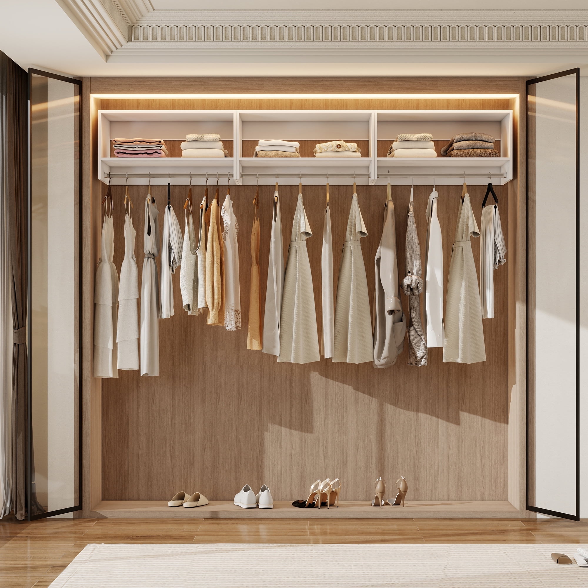 VivaVista Modern Walk in Closet System with Drawers and Shelves, Built ...