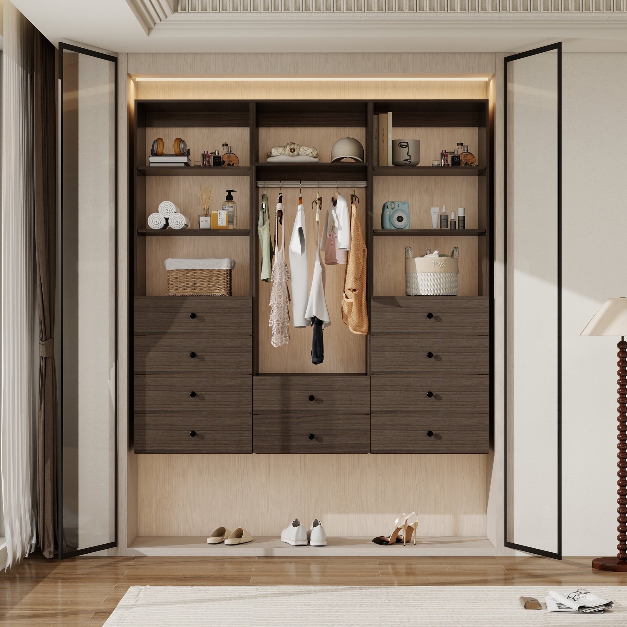 VivaVista Walk in Closet Organizer with Drawers and Shelves, Modular ...