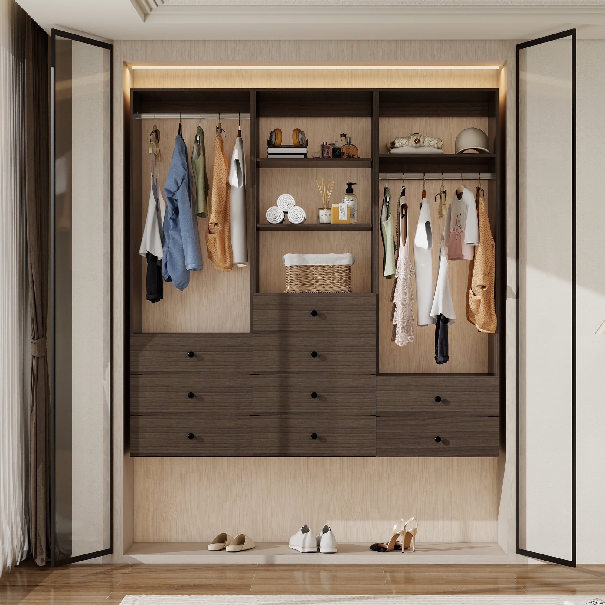 VivaVista Walk In Closet System with Drawers and Shelves, Closet ...