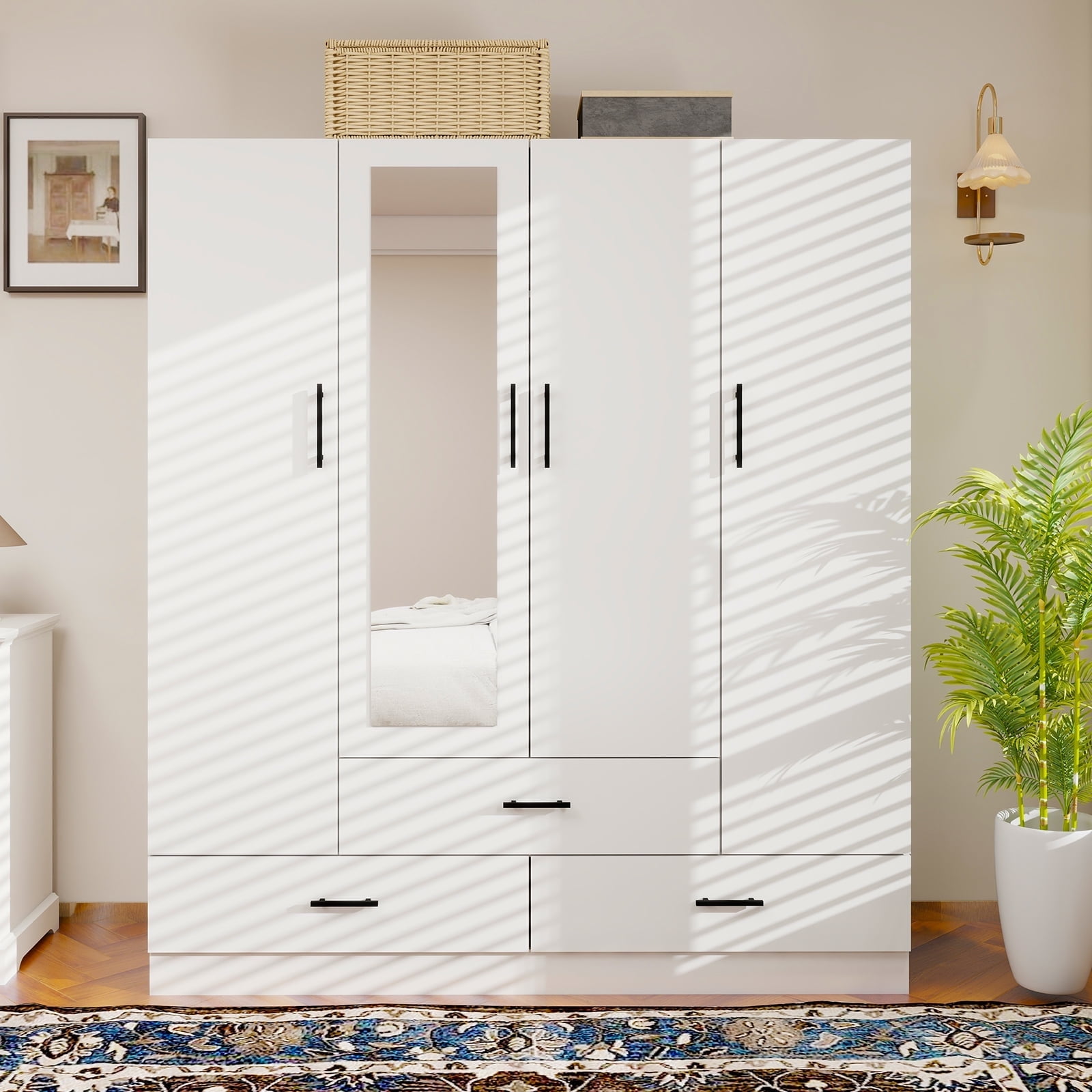 VivaVista Wardrobe Armoire Closet, Modern Armoire Storage Cabinet with ...