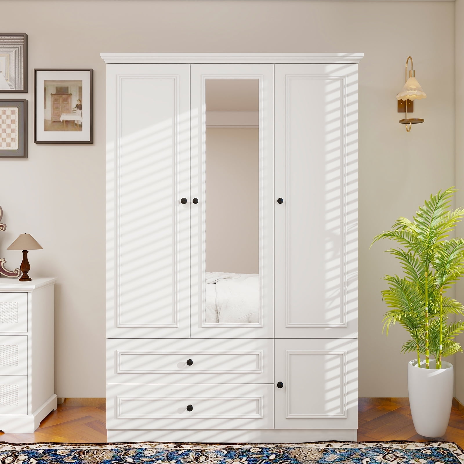 VivaVista Wardrobe Armoire Closet, Modern Armoire Storage Cabinet with ...