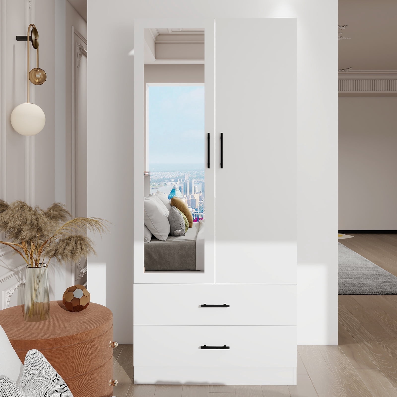 VivaVista Wardrobe Armoire Closet, Modern Armoire Storage Cabinet with ...
