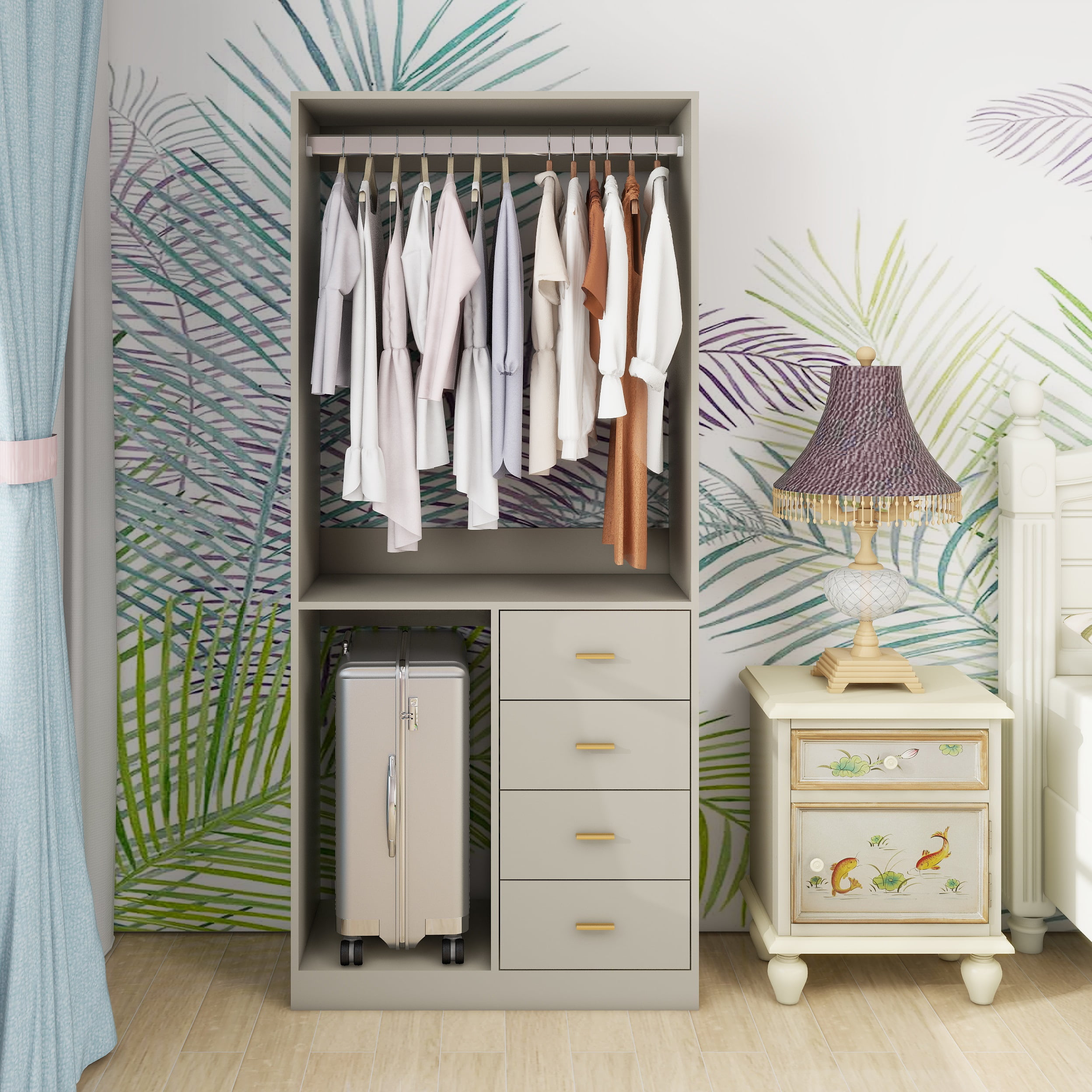 VivaVista Wooden Closet Organizer | Stand-Alone System with Hanging Rod ...