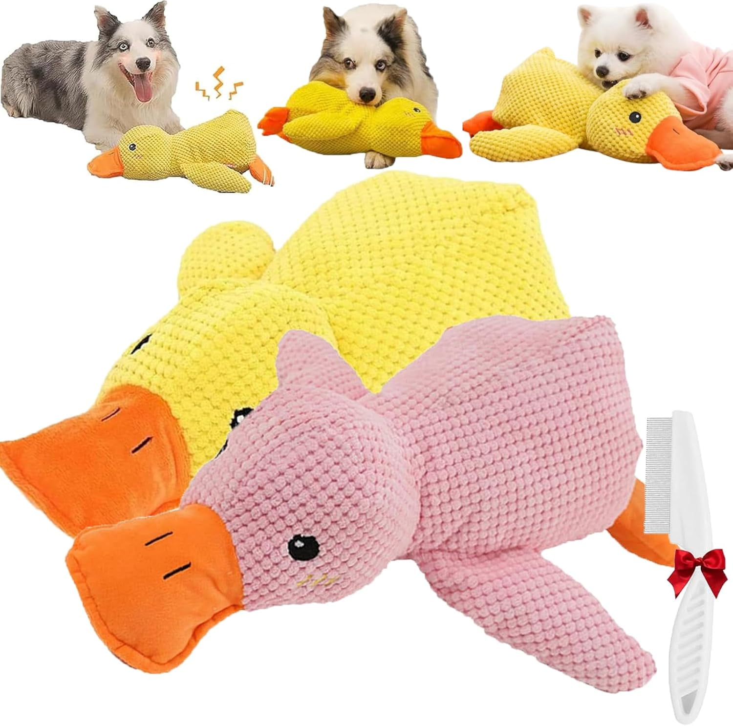 Vivahine Calming Duck, Noovelo Calming Duck for Dogs, Yellow Best Friends Dog Toy, Stuffed ...