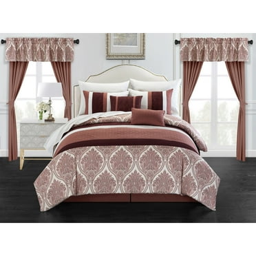 Heba Queen Size 7-Piece Comforter Set Red & Black Bed in a Bag Over ...