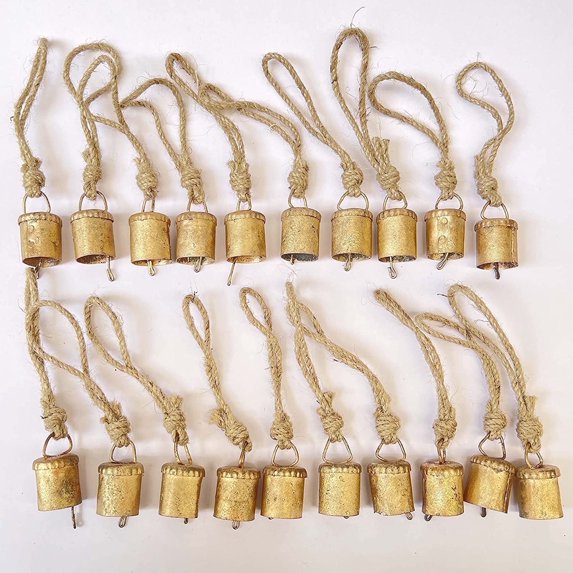Vivanta 1.75 inch 20 pcs mini gold rustic iron Christmas jingle bells ...