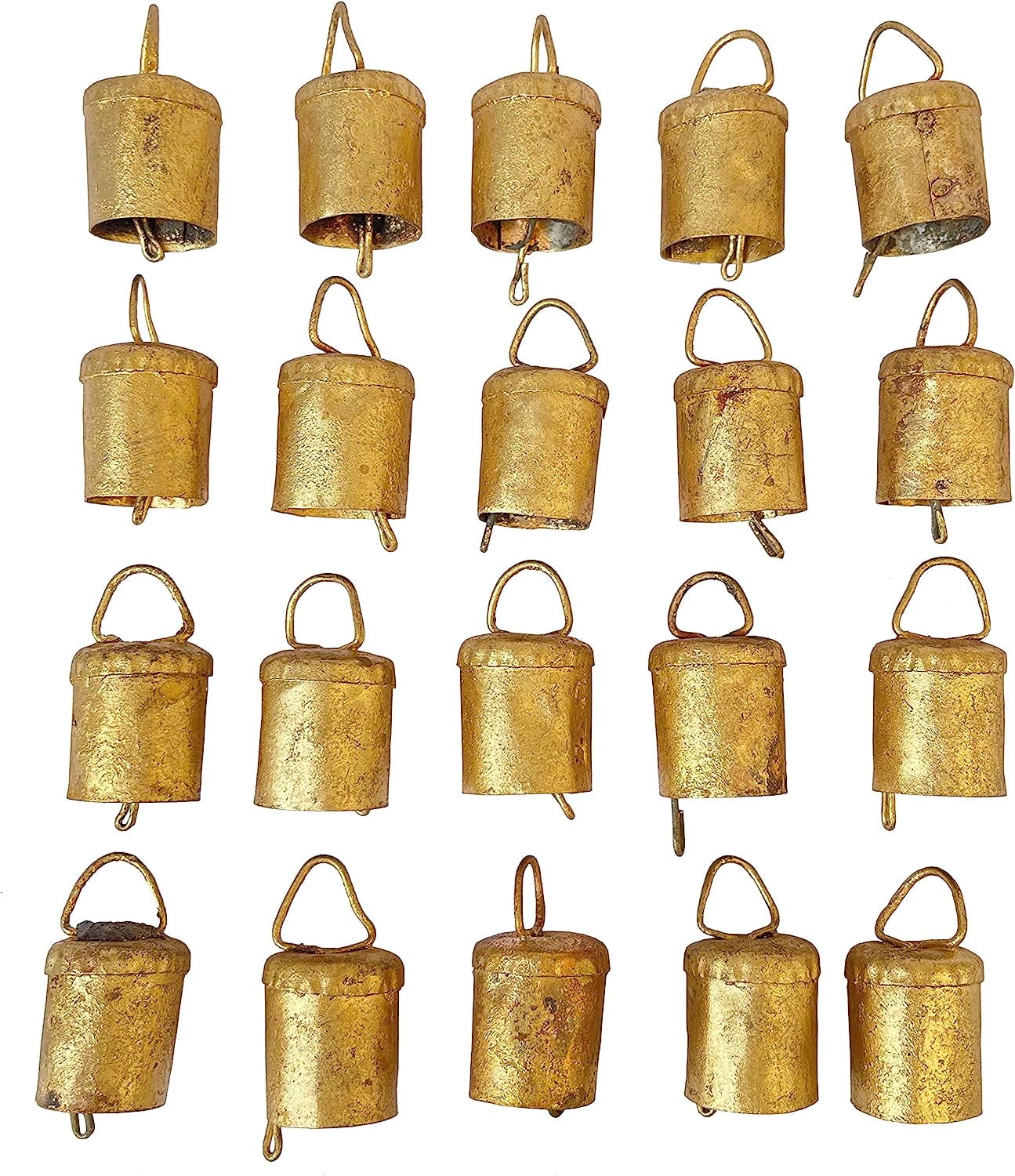 Vivanta Mini Gold Rustic Christmas Ornaments - Pack of 20, Small Iron ...