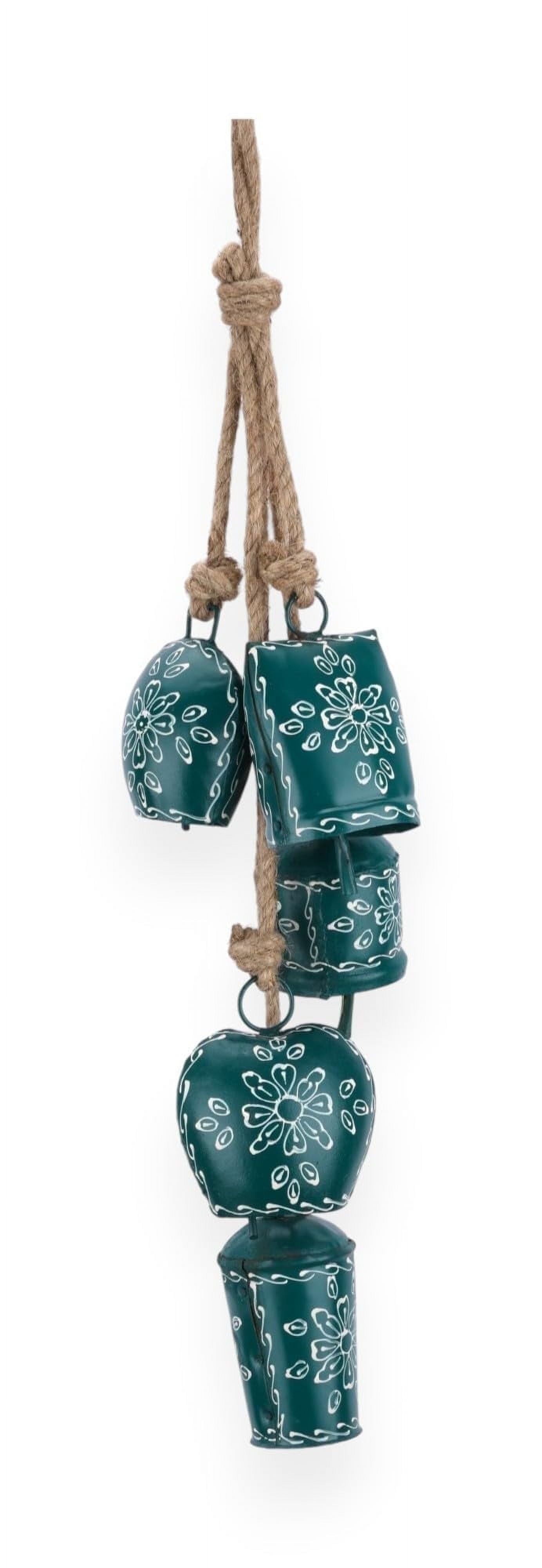 Vivanta Rustic Cow Bell Wind Chime 25” - 5 Metal Hanging Bells for ...