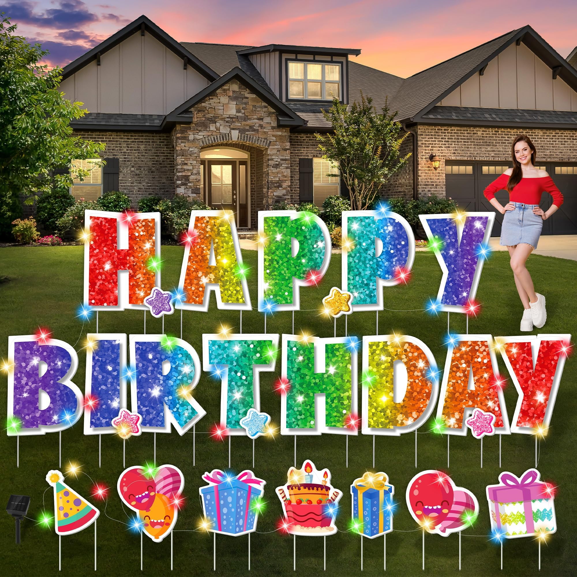 Vivantia 25 Pcs Extra Large 19.7 Inch Happy Birthday Yard Signs with ...