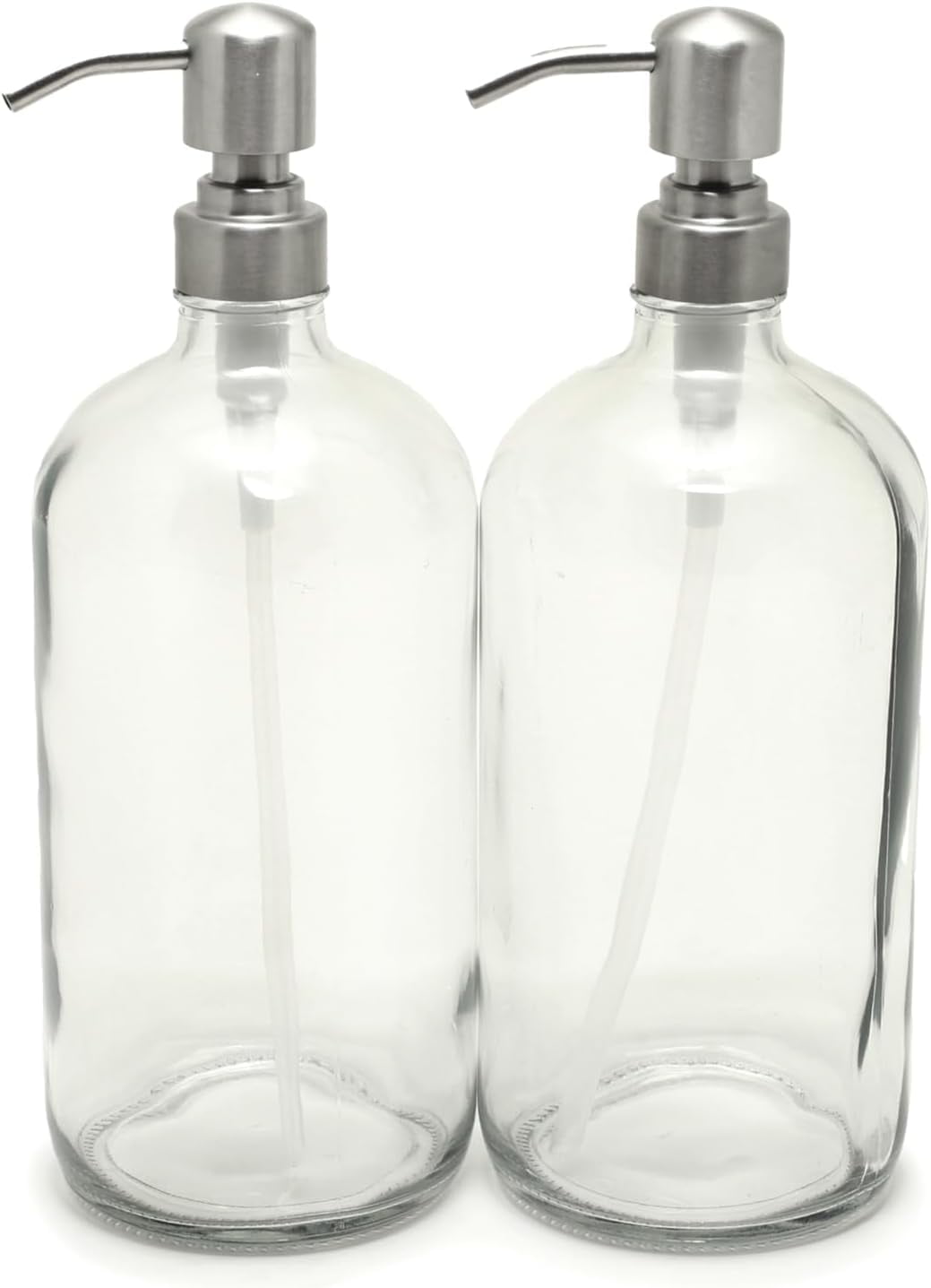 Vivaplex, 2, Large, 32 oz, Empty, Clear Glass Bottles with Stainless ...