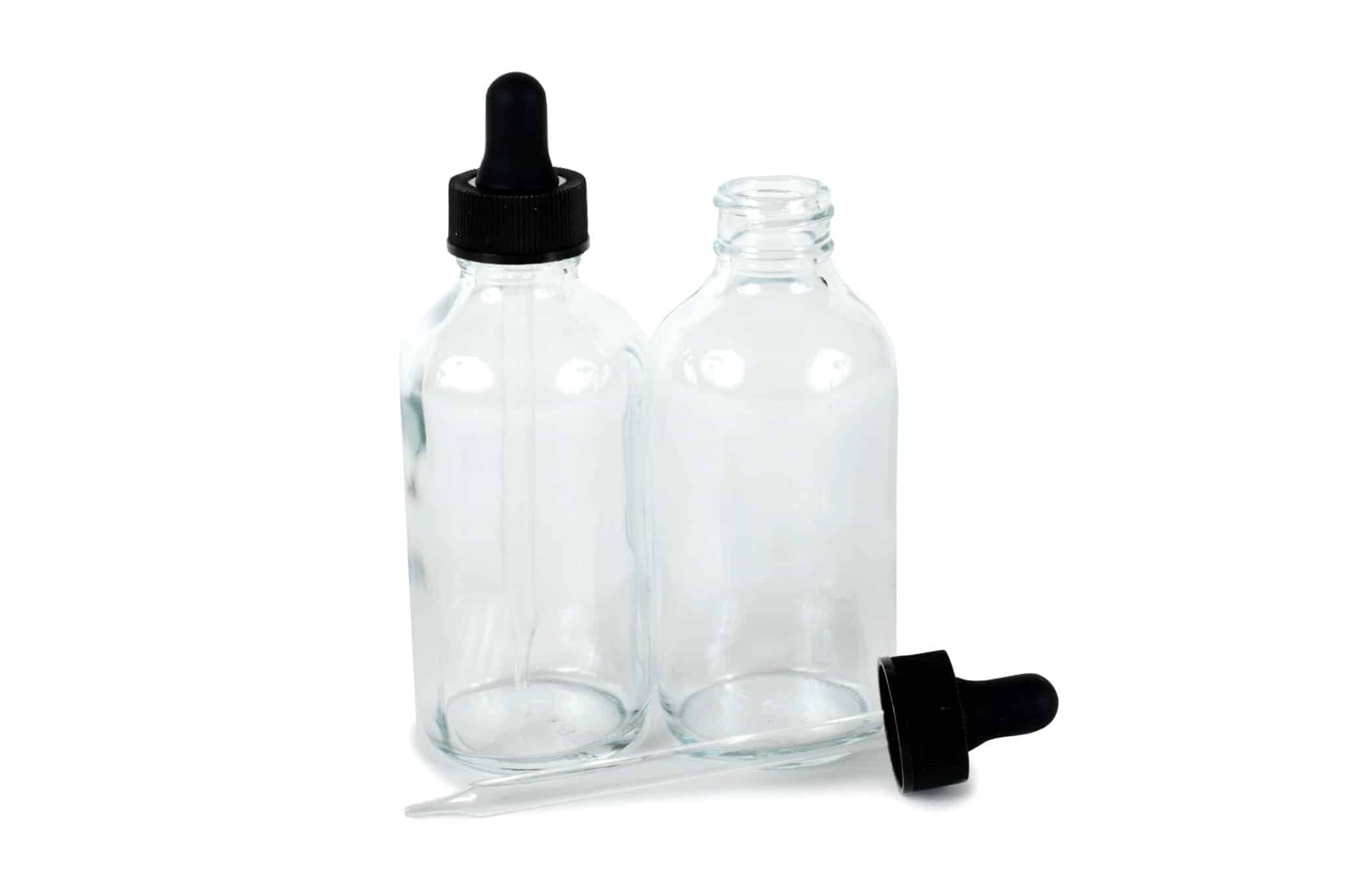 Vivaplex, Clear, 4 oz Glass Bottles, with Glass Eye Droppers - 2 Pack ...