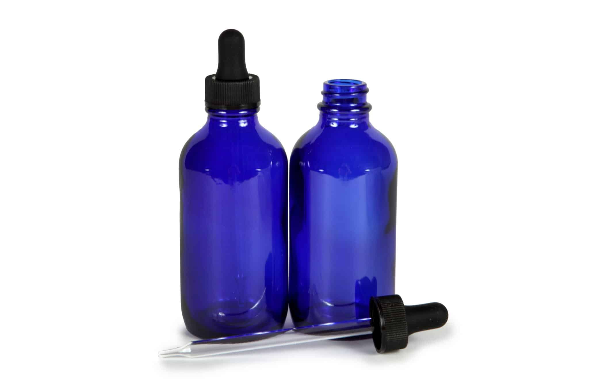 Vivaplex, Cobalt Blue Glass Bottles, 4 oz, with Glass Eye Droppers ...