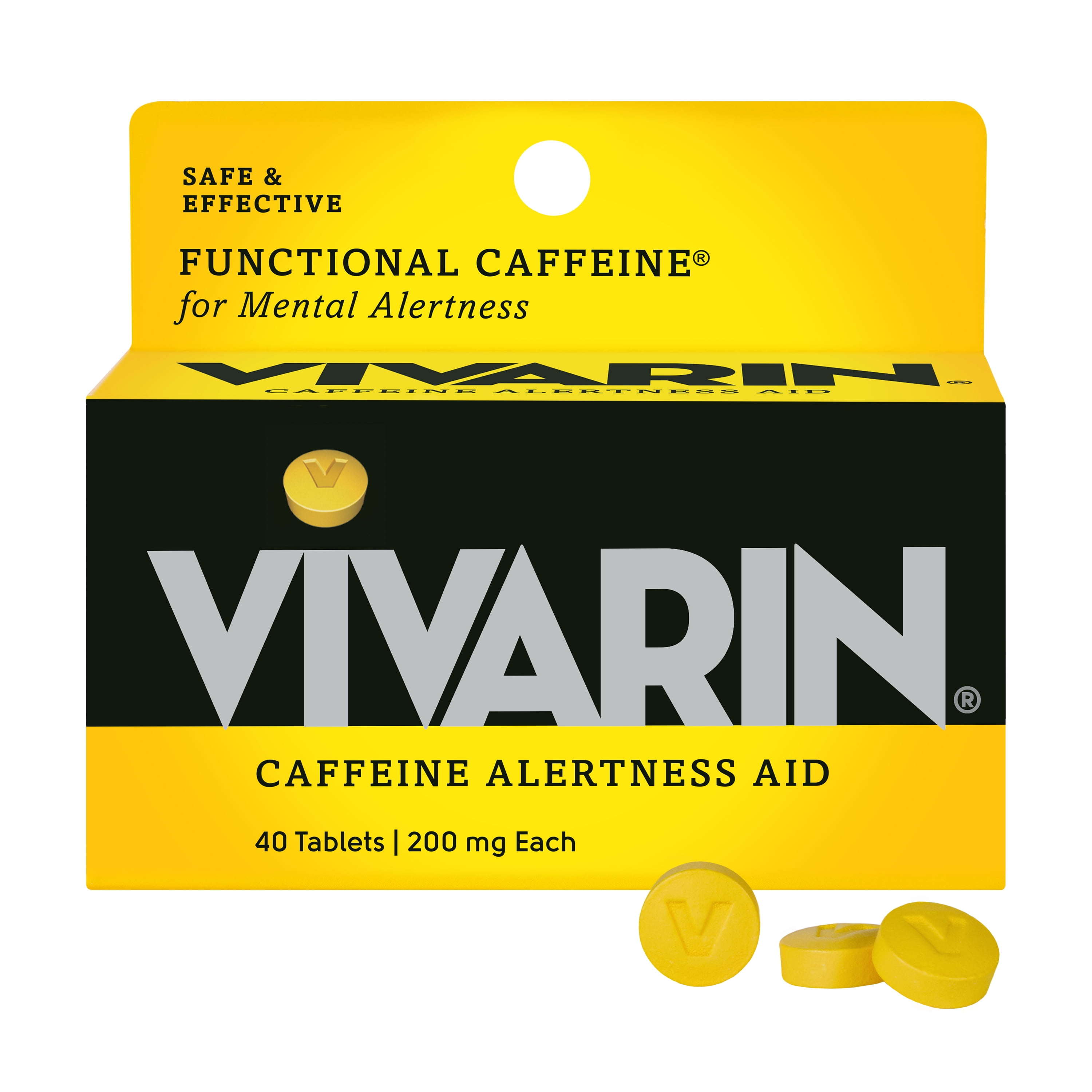 Vivarin Caffeine Pills (40 Ct) - Stay Awake, Alert & Boost Night ...