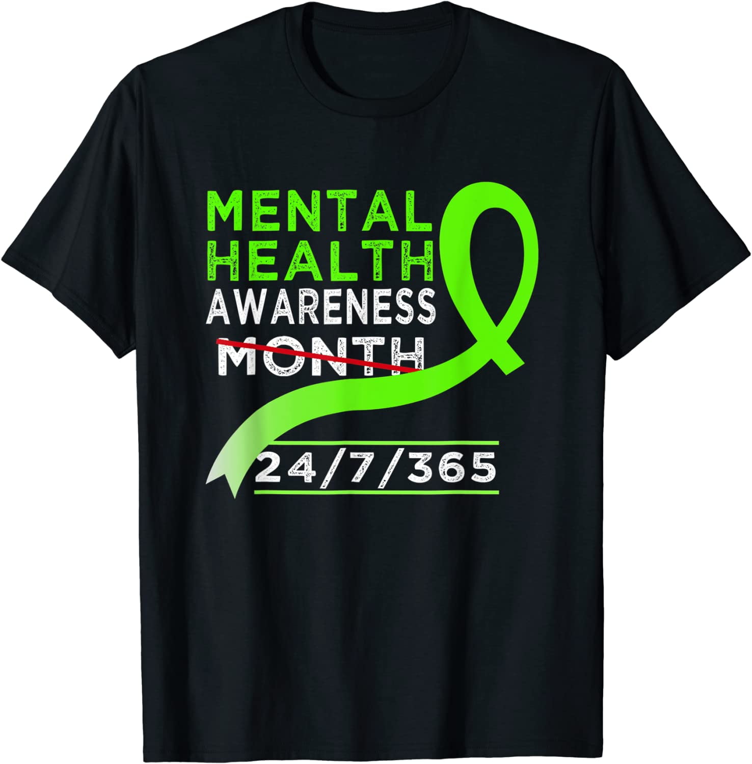 Vivay Mental Health Awareness Month Of May Fight The Stigma T-Shirt Cozy Round Neck Short Sleeve ...