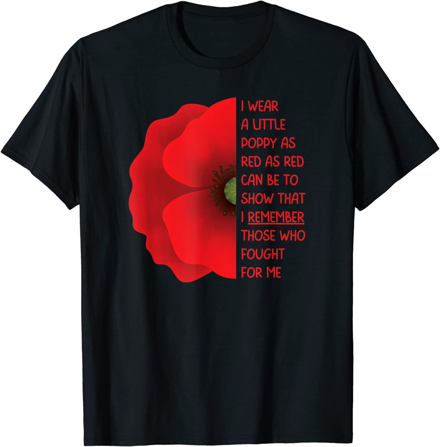 Vivay Veterans Day USA Memorial Lest We Forget Red Poppy Flower T-Shirt ...