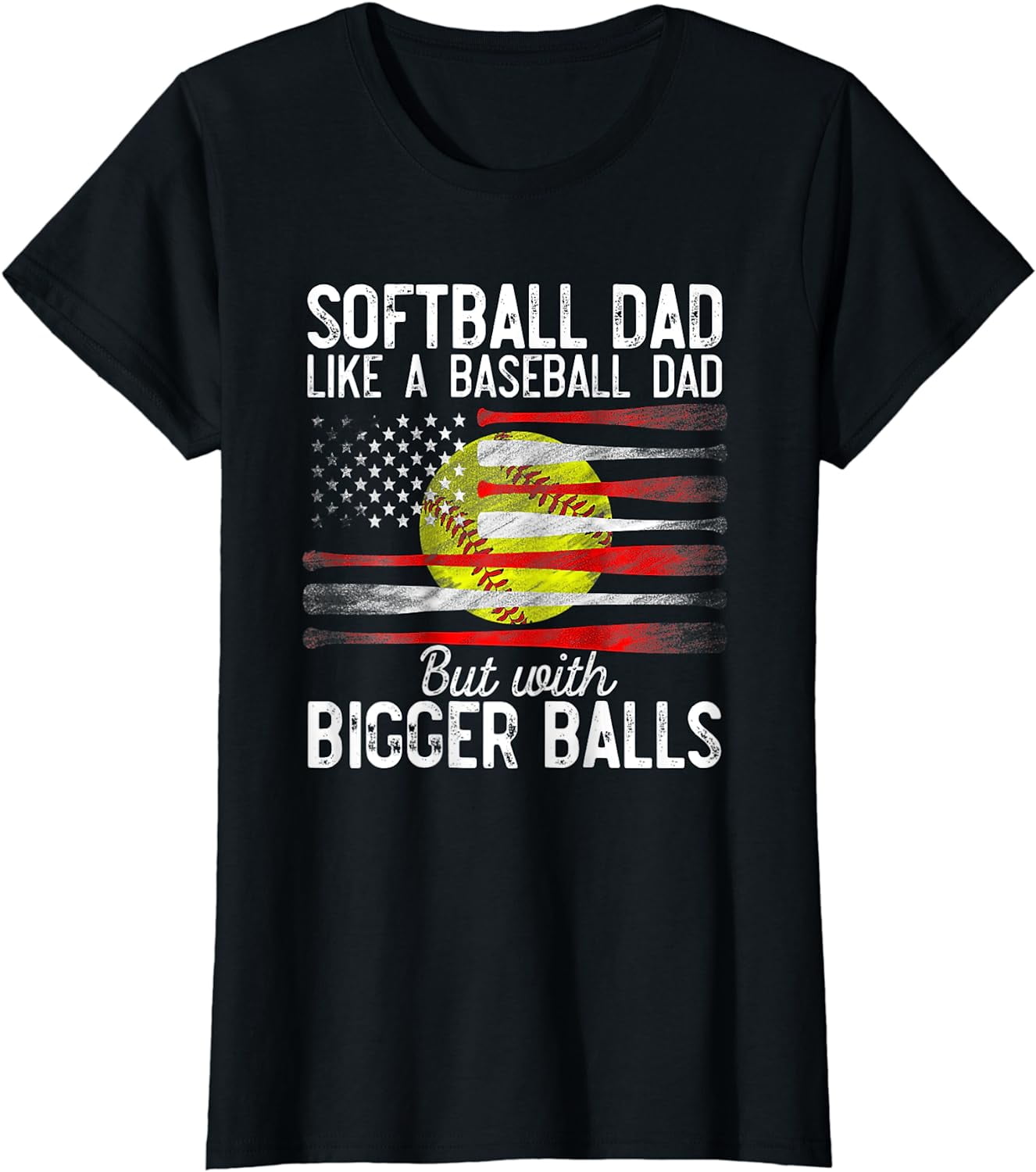 Vivay Vintage Softball Dad Like A Baseball Dad US Flag Fathers Day T ...