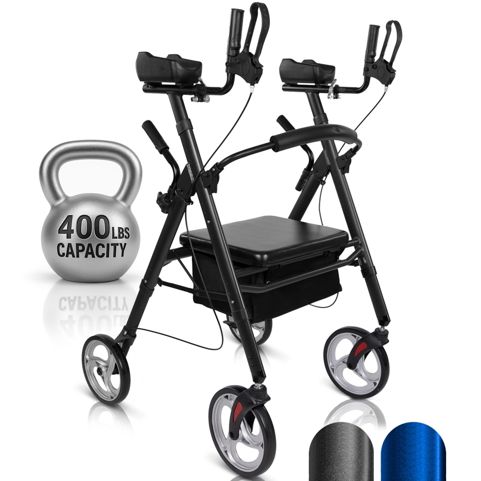 Vive Bariatric Upright Walker with Seat, Heavy Duty Rollator for ...