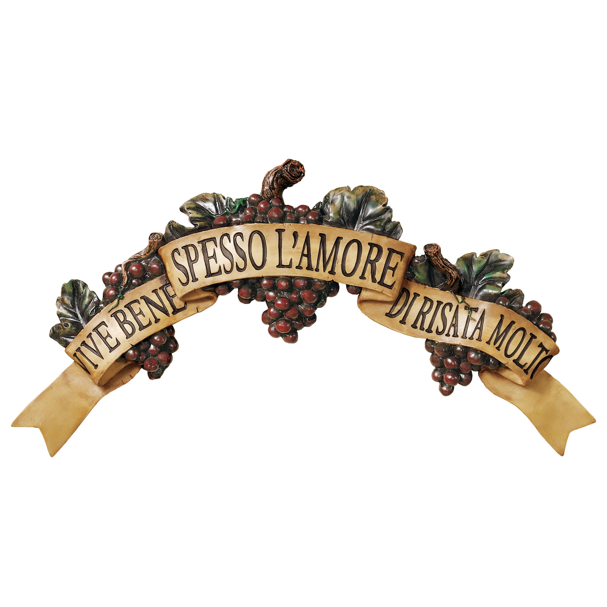 Vive Bene Grapes and Banner Wall Accent Purple, Green and Tan Large ...