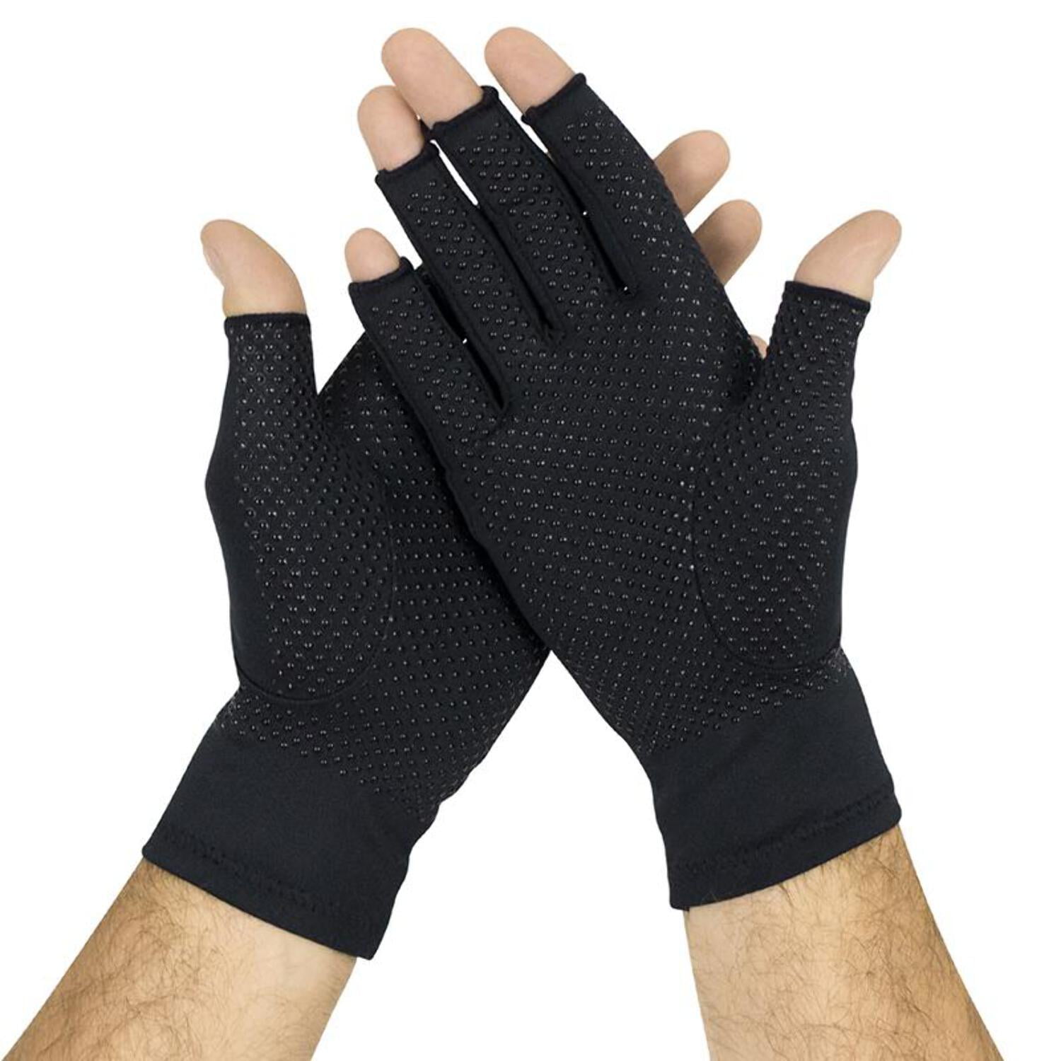 Vive Fingerless Arthritis Gloves (Pair), Copper-Infused Fabric with ...