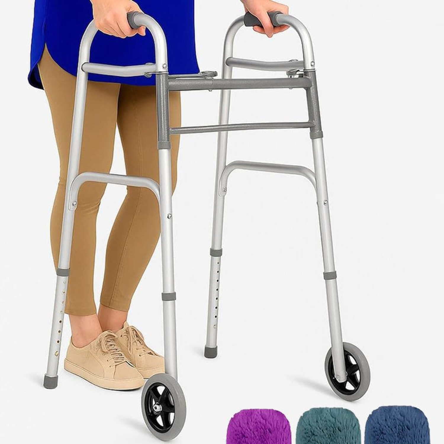 Vive Folding Walker – Lightweight Walker with Front Wheels for Adults ...
