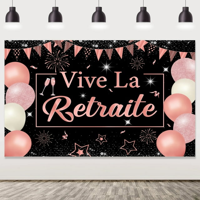 Vive La Retraite Backdrop Retirement Party Decorations for Women Rose ...