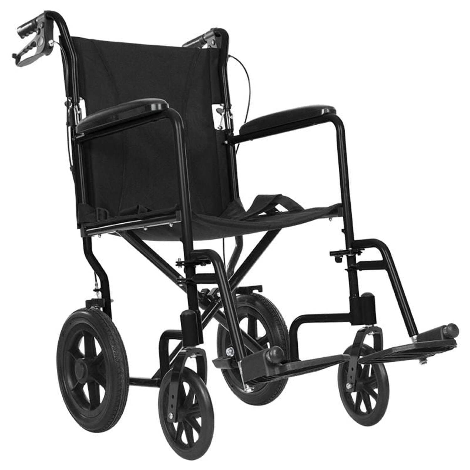 Vive Lightweight Foldable Transport Wheelchair with Handbrakes, Black ...