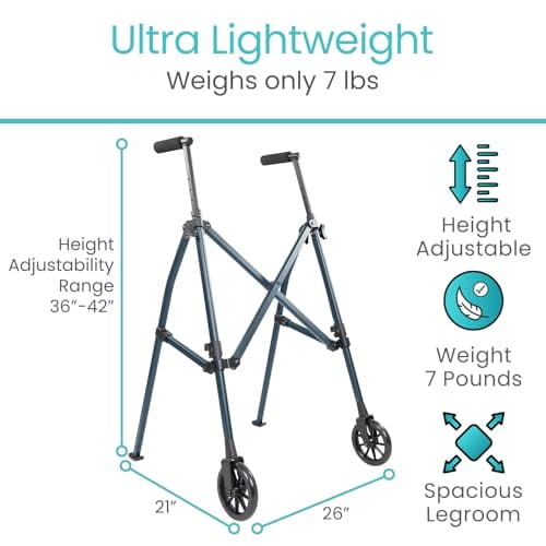 Vive Mobility Lightweight Folding Walker for Seniors - Narrow Foldable ...