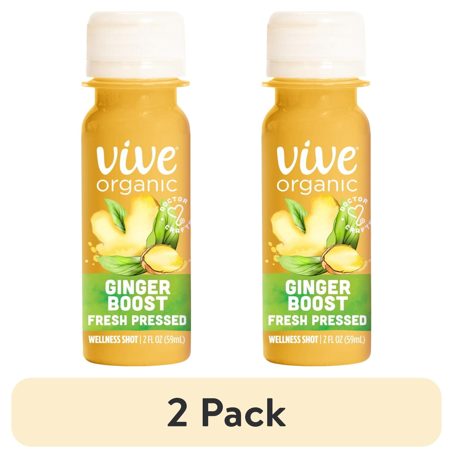 (2 pack) Vive Organic Ginger Boost Wellness Shot, Fresh Pressed Ginger ...