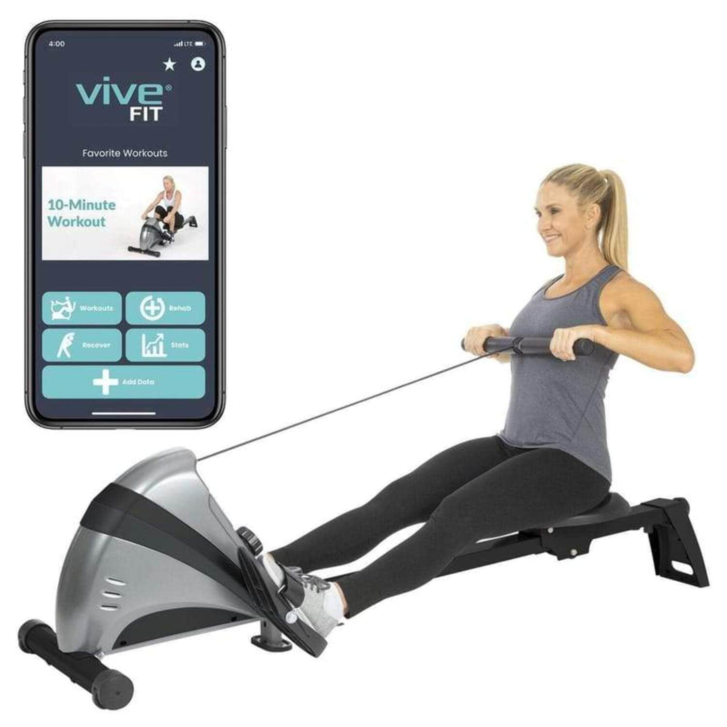 Vive Rowing Machine For Home, Foldable and Portable Rower with LCD ...