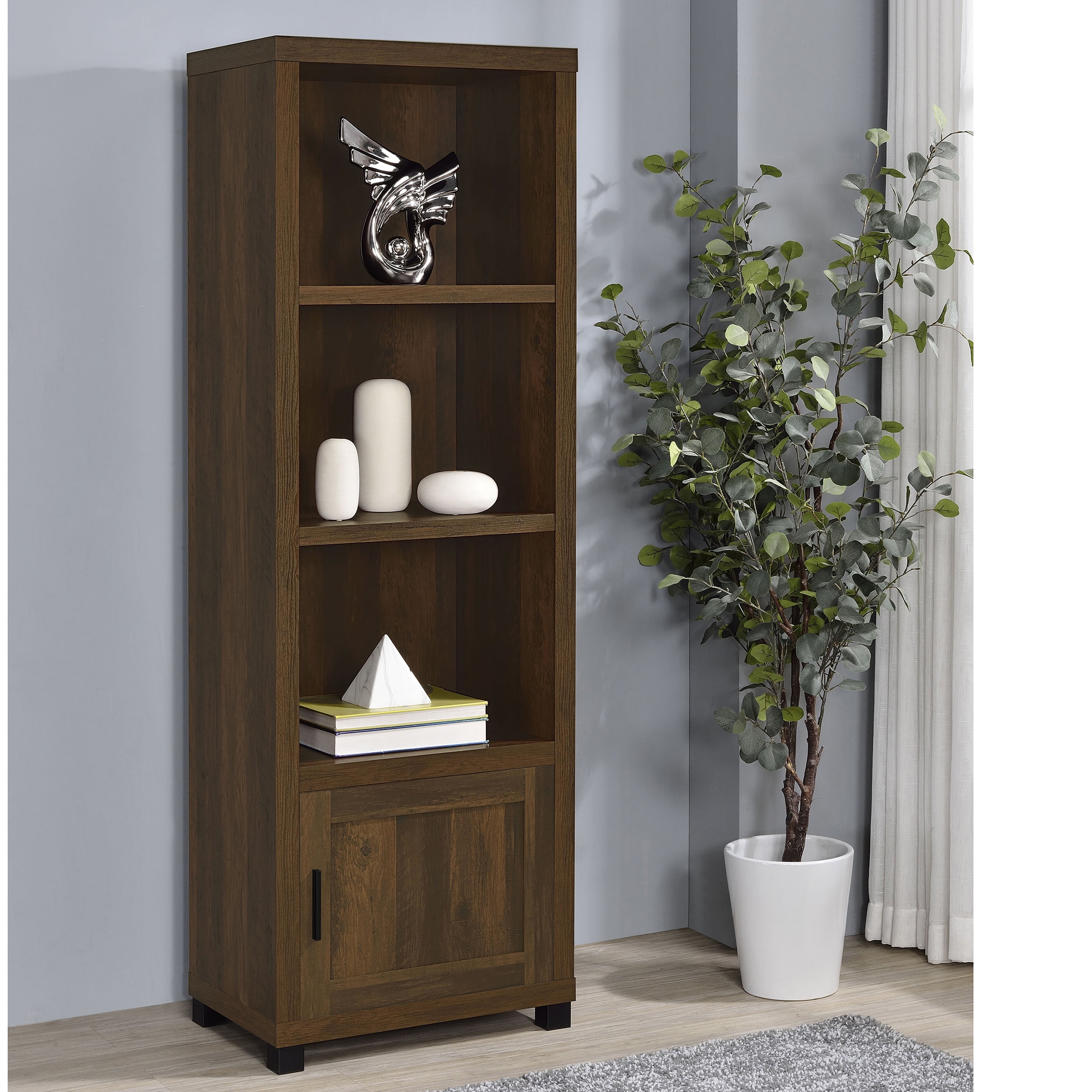 Vivek Dark Pine 3-shelf Engineered Wood Media Tower - Walmart.com