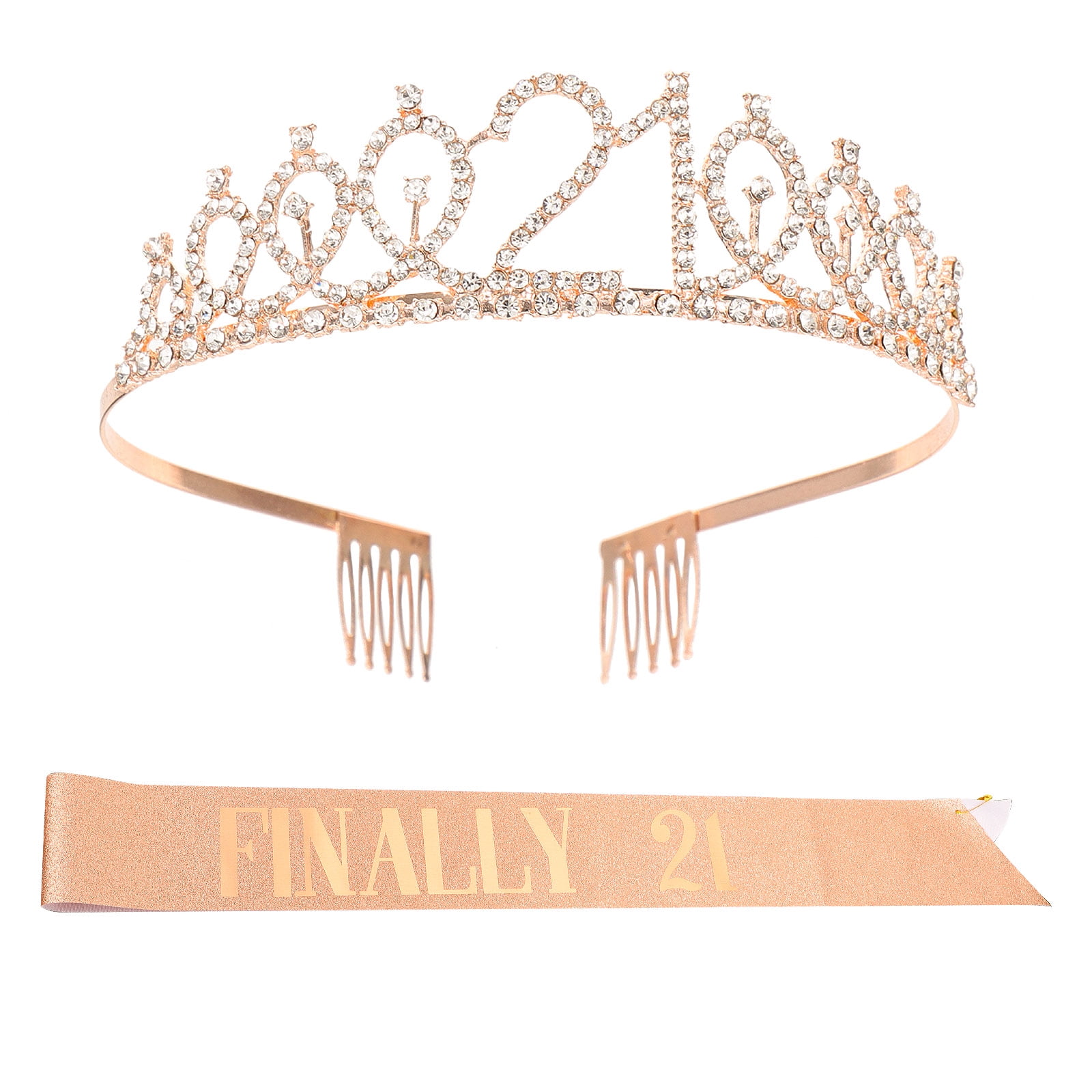 Viveous 1 Set 21st Birthday Tiara and Sash, Finally Birthday Sash and ...