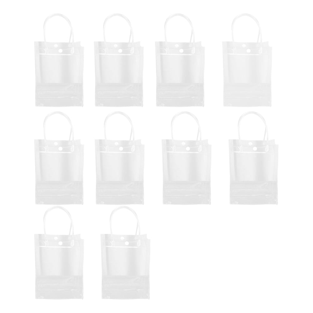 Viveous 10Pcs Clear Gift Bag with Handle Transparent Shopping Tote Bags ...