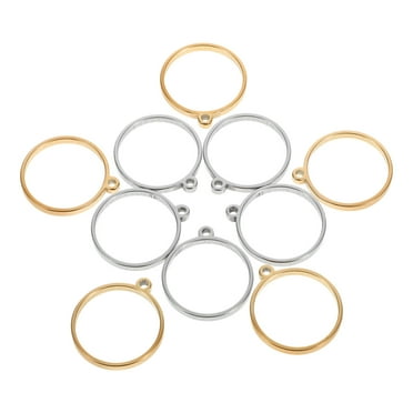 100Pcs Gold Plated Open Bezels 2 Styles Metal Hollow Frame Pendants 2 ...