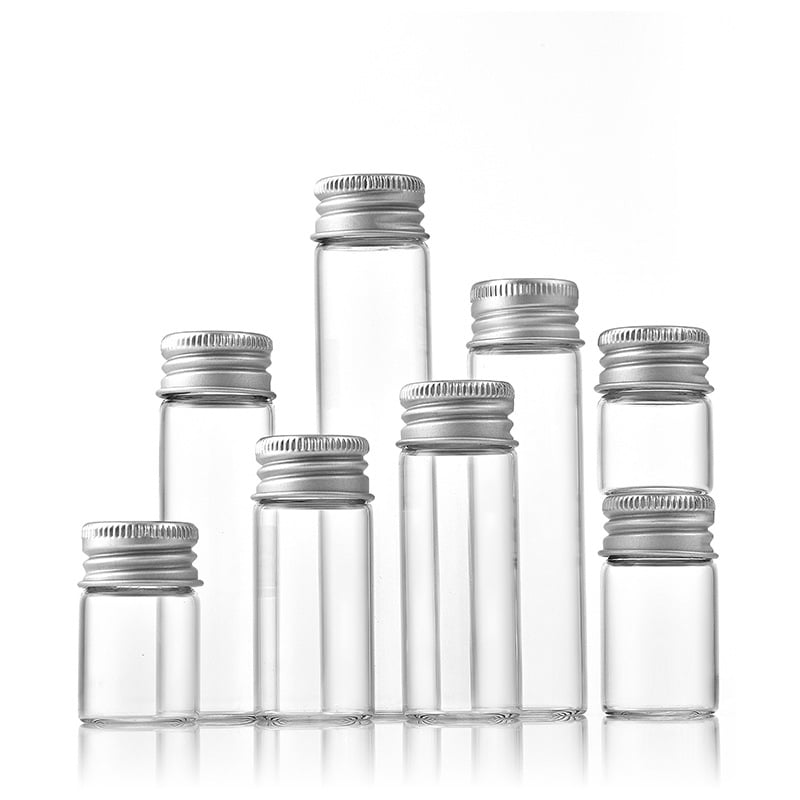 Viveous 16pcs Glass Small Bottles Mini Sample Jars With Screwed Lids ...