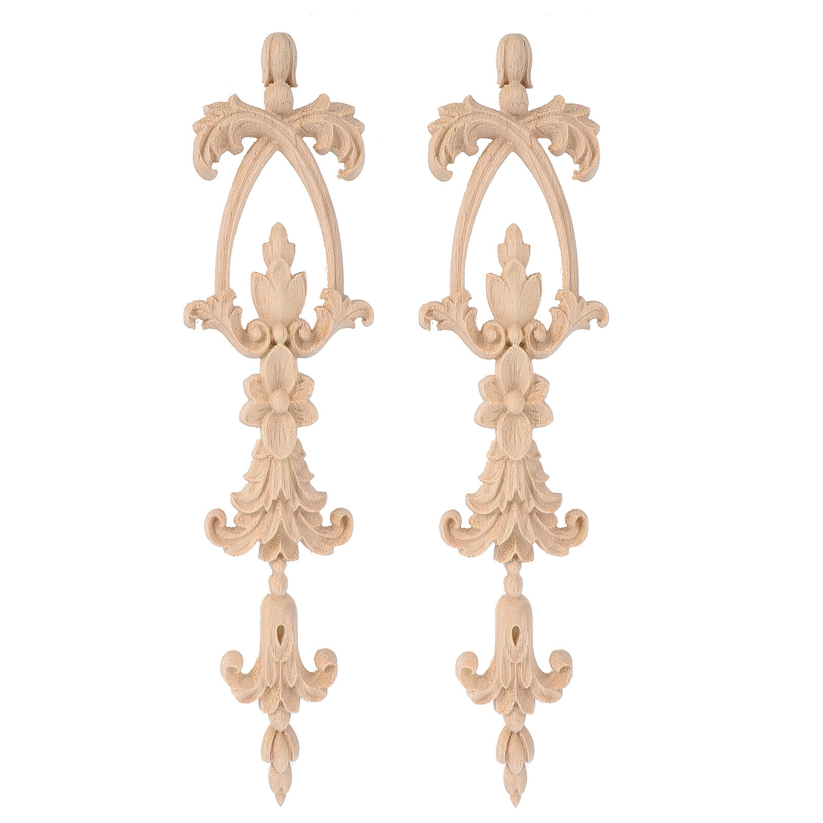 Viveous 2 Wood Carved Onlay Applique Unpainted Furniture Corner Onlay ...